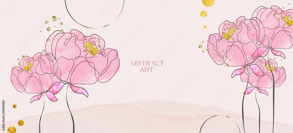 Floral Creative Background. Abstract Wallpaper with Line Art Flowers ...