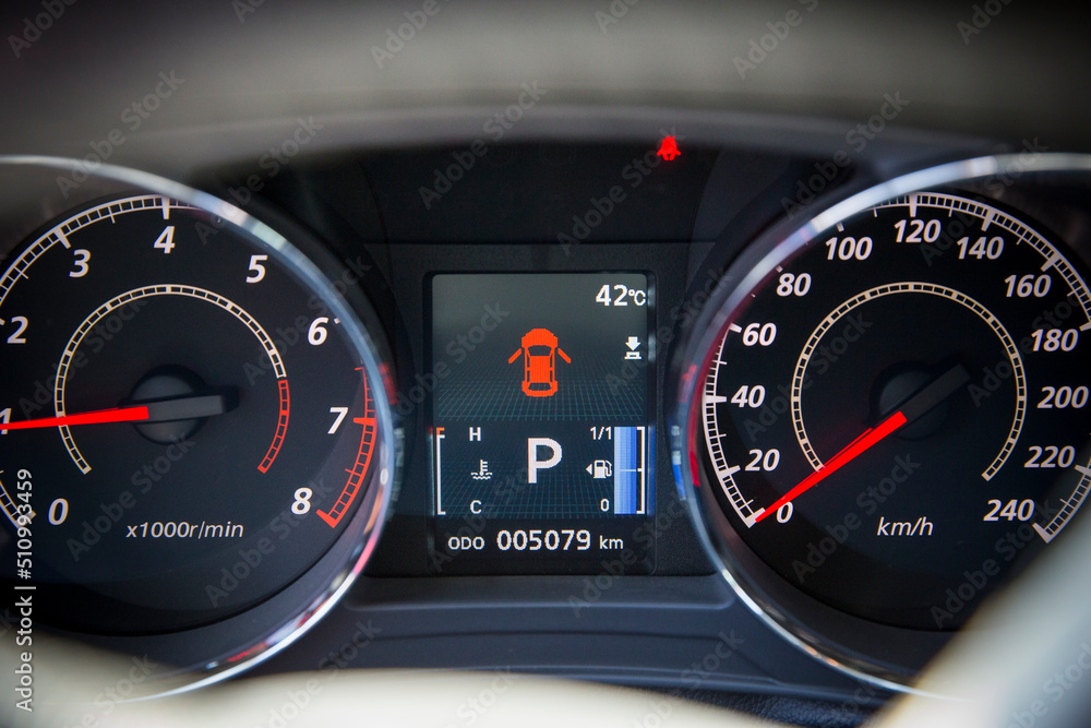 car dashboard with speedometer Stock Photo | Adobe Stock