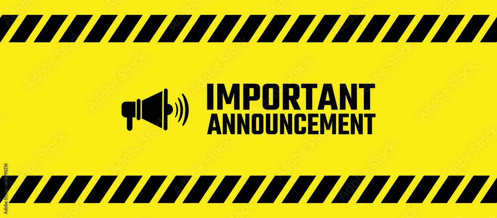important announcement sign on white background Stock Vector | Adobe Stock