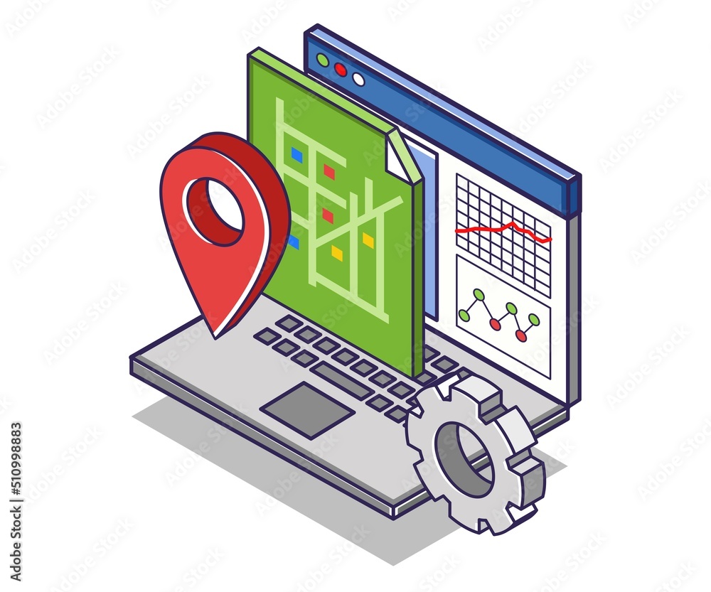 Analysis of location map data with the application Stock Vector | Adobe ...