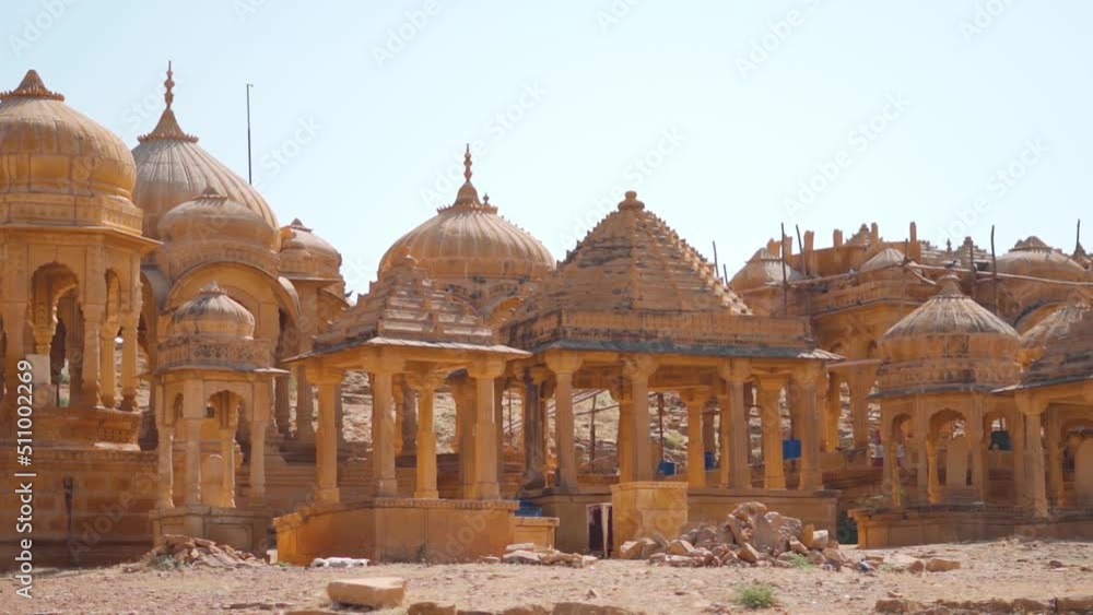 Royal chhatri cenotaphs at the Bada bagh in Jaisalmer, Rajasthan, India ...