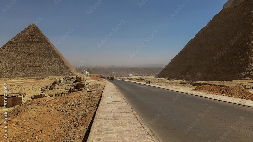 Popular tourist destination ancient Egyptian Giza city ruins of the ...