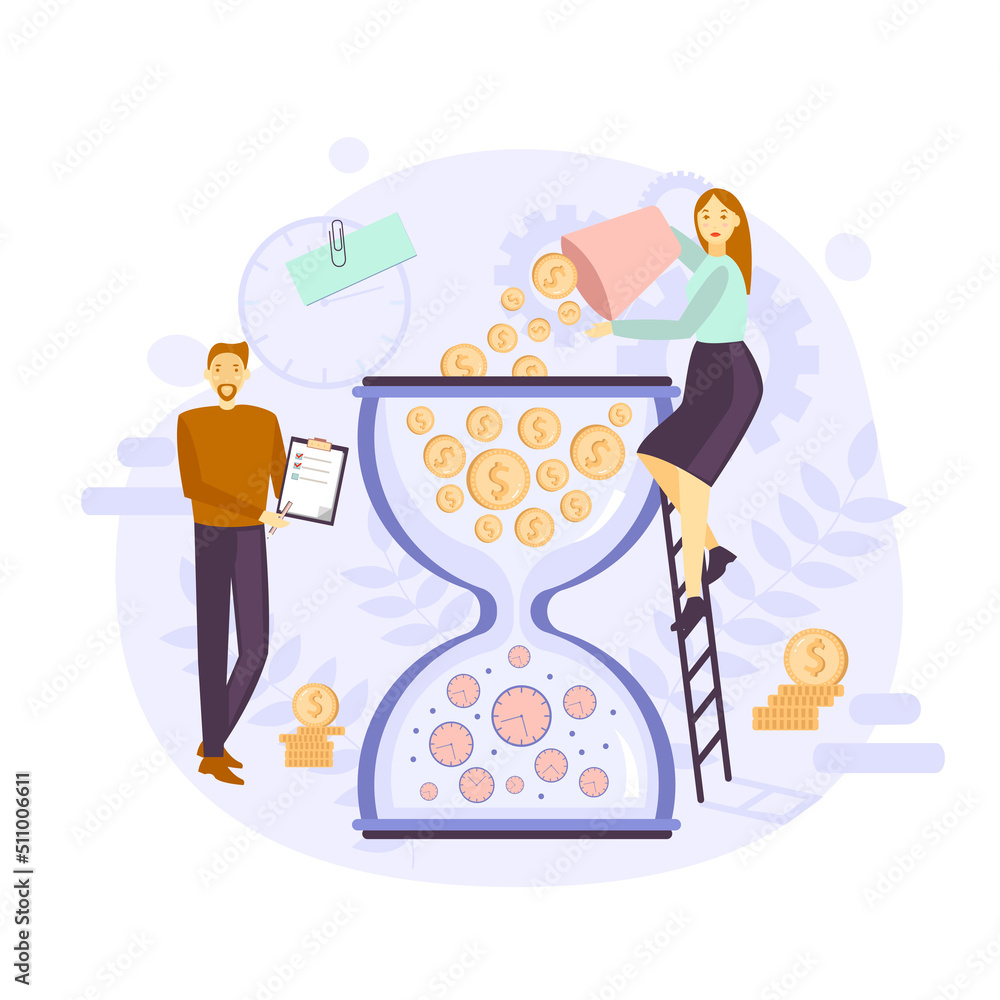 Productivity vector illustration. Hourglass. Effective time management ...