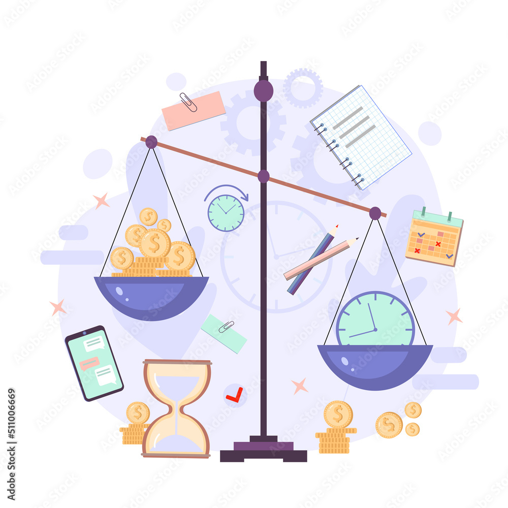 Productivity vector illustration. Scales. Effective time management ...