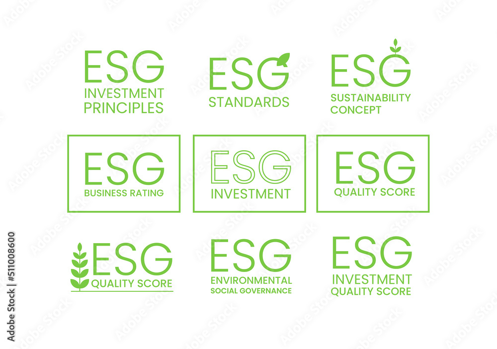 ESG environmental social corporate governance icon set. ESG standards ...