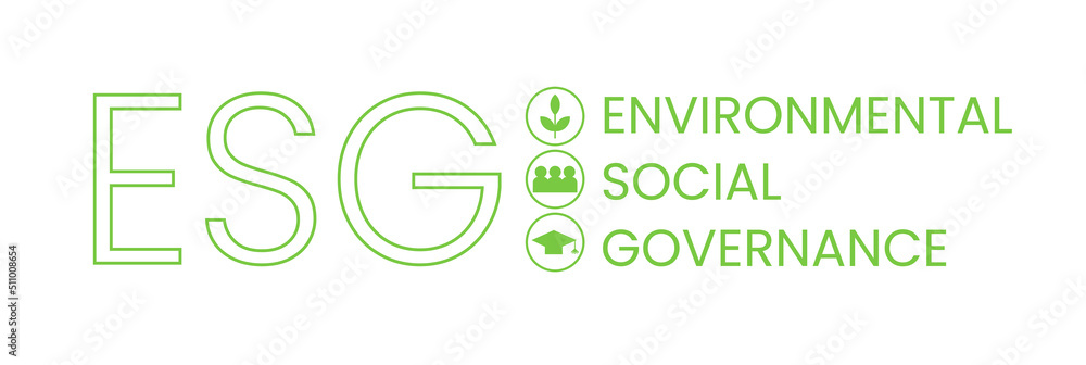 ESG environmental social corporate governance banner isolated on white ...