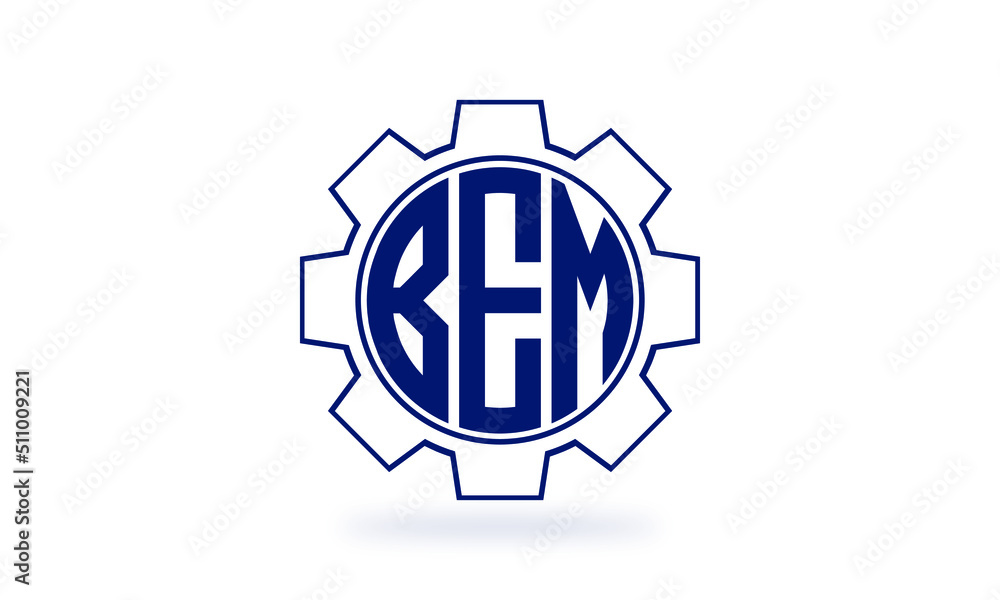BEM three letter industrial logo with gear icon logo design vector ...