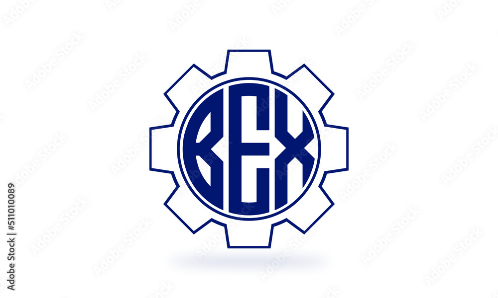 Vecteur Stock BEX three letter industrial logo with gear icon logo ...