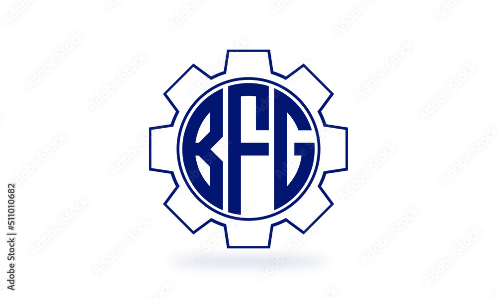 BFG three letter industrial logo with gear icon logo design vector ...