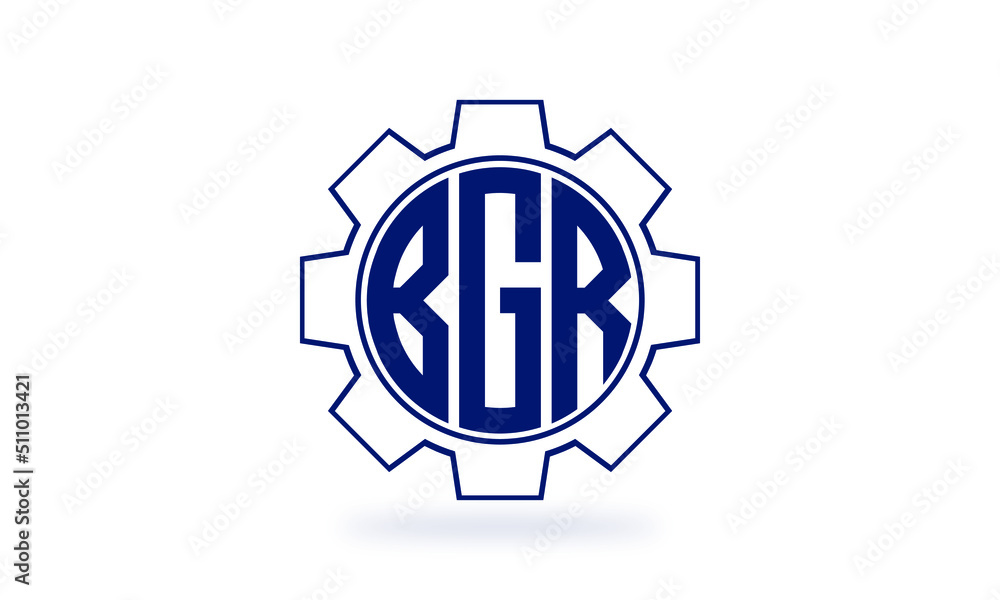 BGR three letter industrial logo with gear icon logo design vector ...