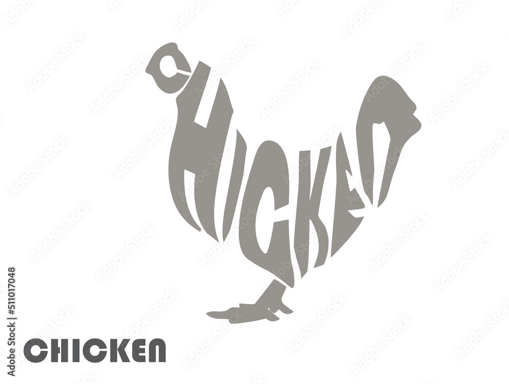 Word forms chicken Word art Isolated Stock Vector | Adobe Stock