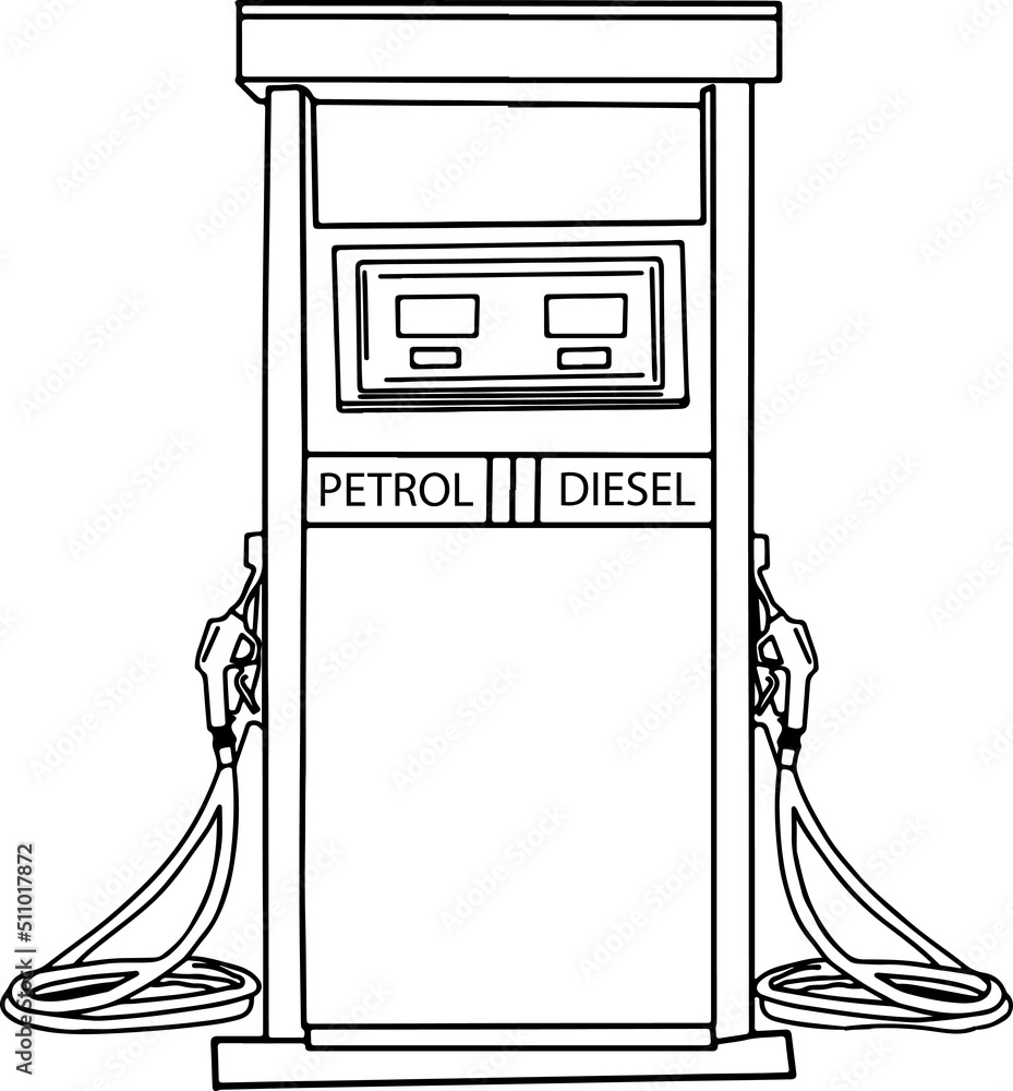 Petrol Diesel logo, Petrol pump vector, Sketch drawing of Petrol pump ...