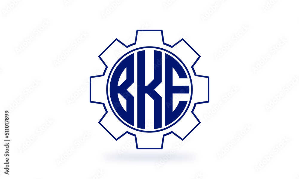 BKE three letter industrial logo with gear icon logo design vector ...