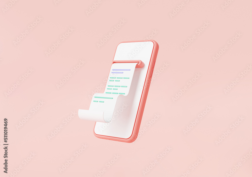 Online payment and Paper financial bill on mobile. pay money,online ...