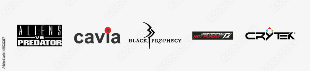 Aliens vs Predator logo, Cavia logo, Crytek logo, Need for speed HP logo, Black Prophecy logo ...