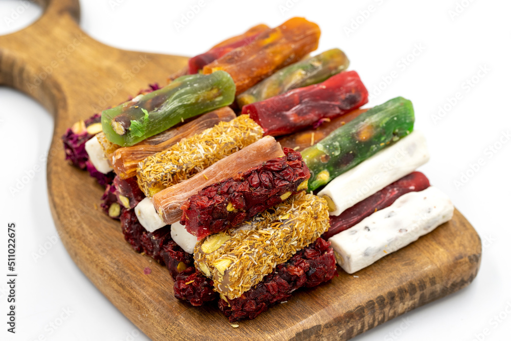 Turkish delight. Assortment of turkish delight isolated on white ...