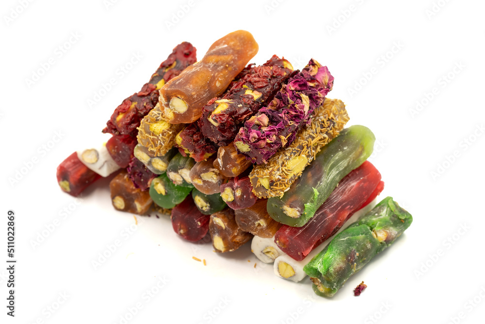 Turkish delight. Assortment of turkish delight isolated on white ...