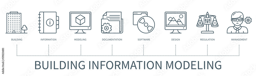 Building information vector infographic in minimal outline style Stock ...