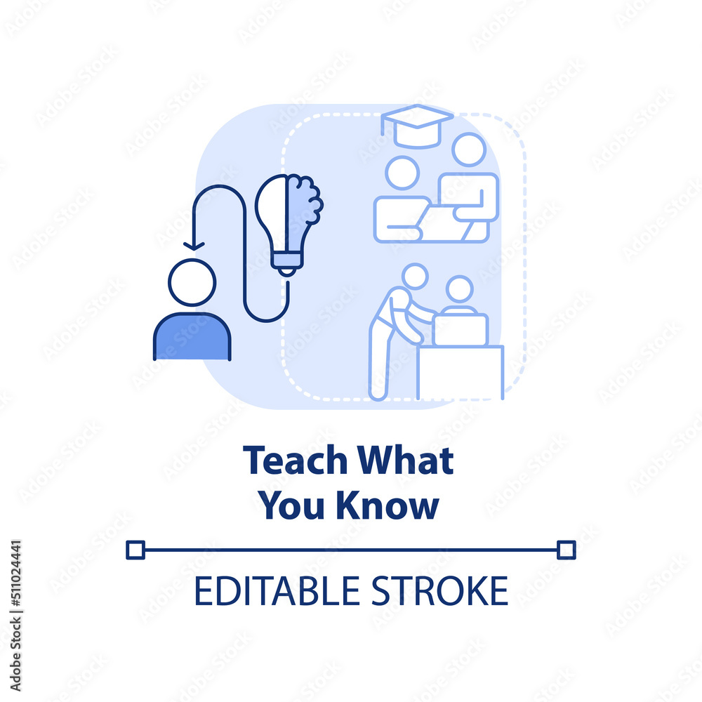 Teach what you know light blue concept icon. Share knowledge. Learning ...