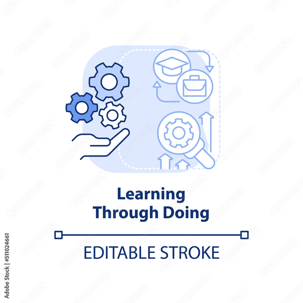 Learning through doing light blue concept icon. Apply knowledge ...