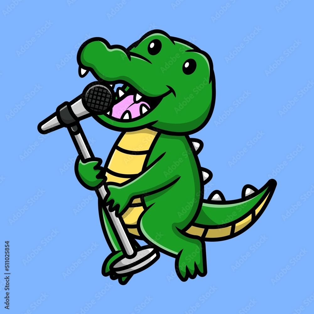 Cute Crocodile Singing Cartoon Vector Icon Illustration. Animal Icon ...