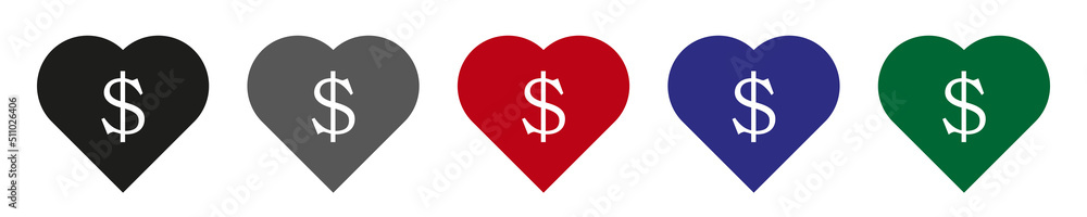 Money love icon. Dollar sign in the heart. Love money icon logo design ...