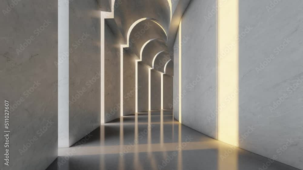 Architecture background circular arched tunnel with windows 3d ...