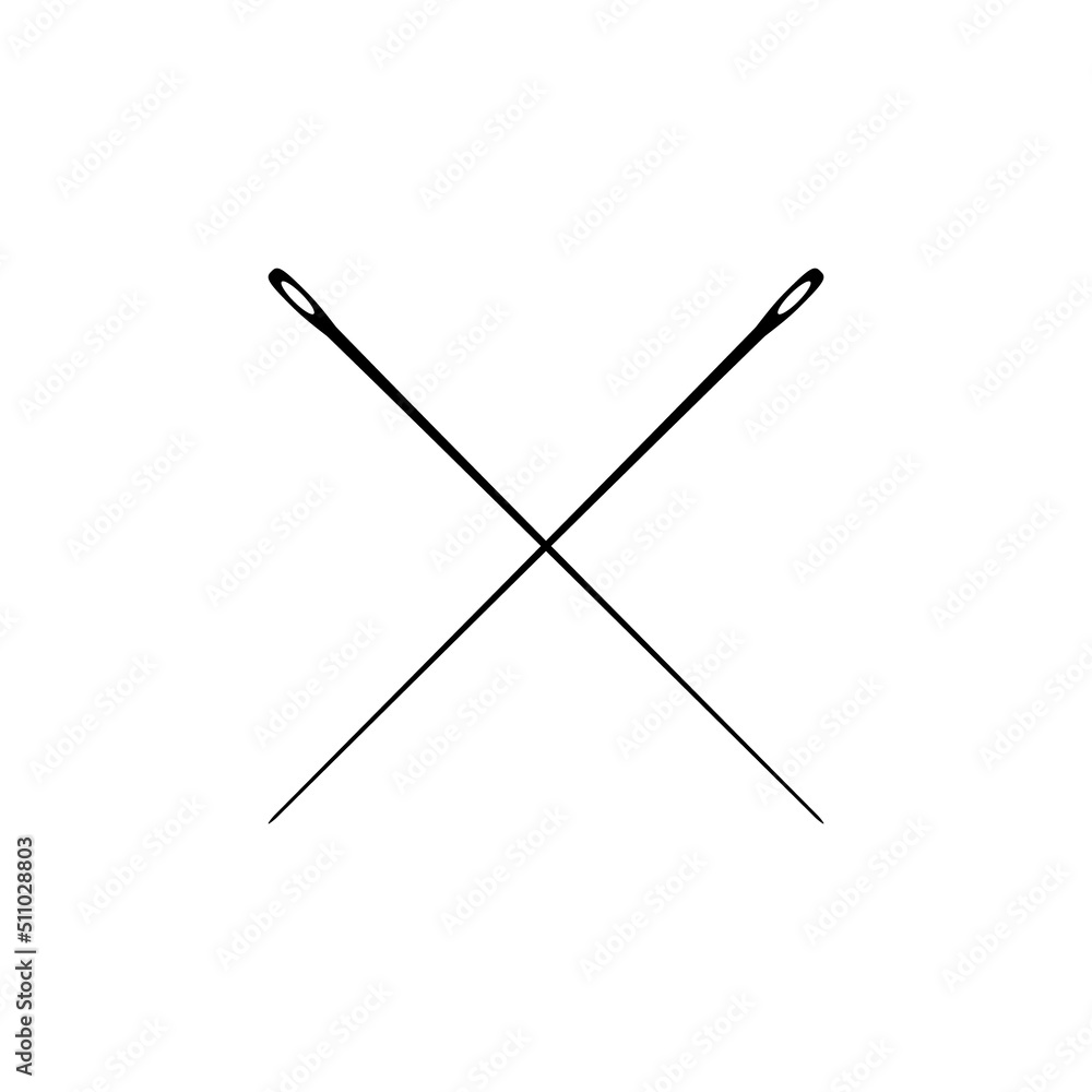 Two crossed thin sewing needles. Template for logo design. Vector ...