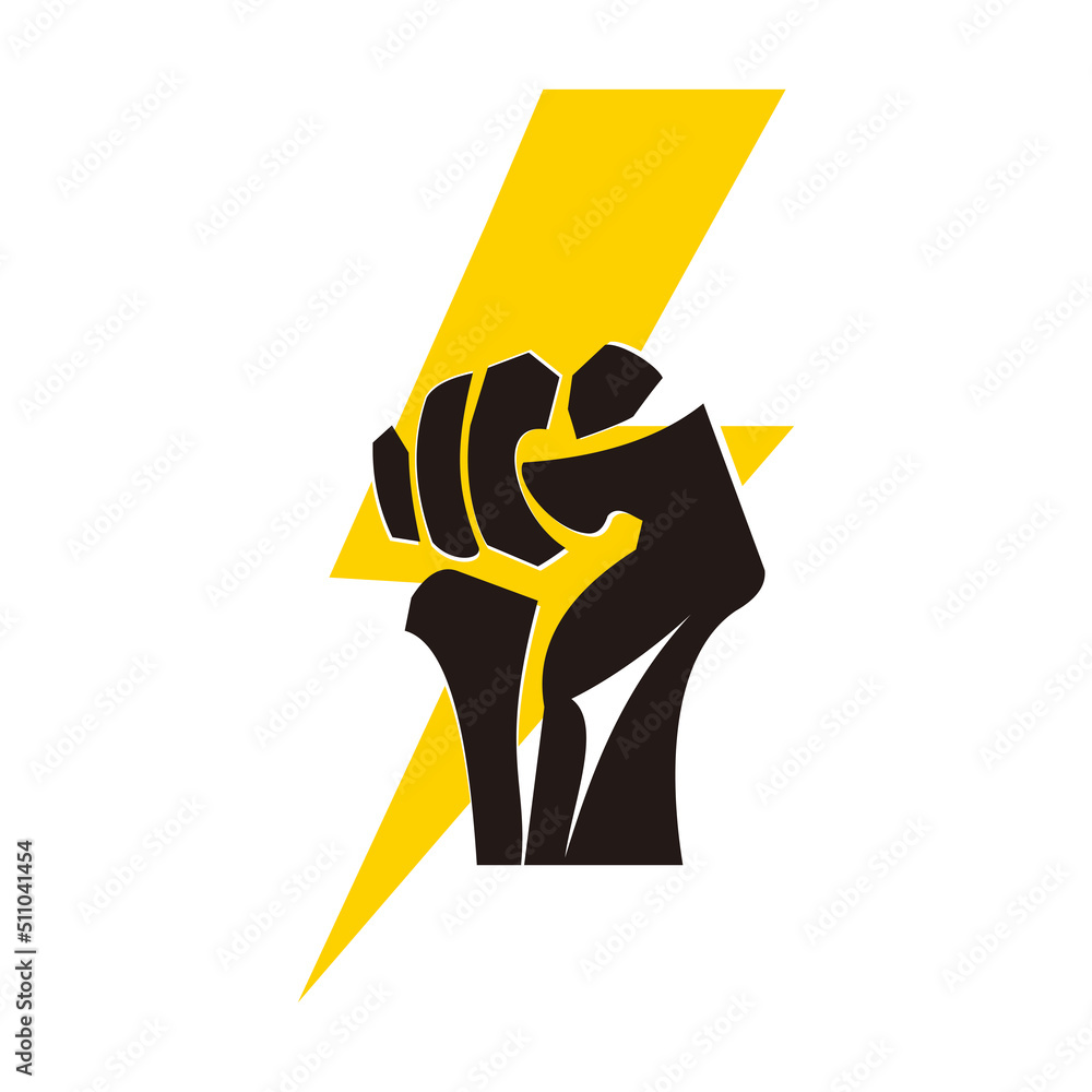 hand and lightning logo vector illustration Stock Vector | Adobe Stock