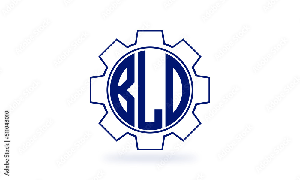 BLO three letter industrial logo with gear icon logo design vector ...