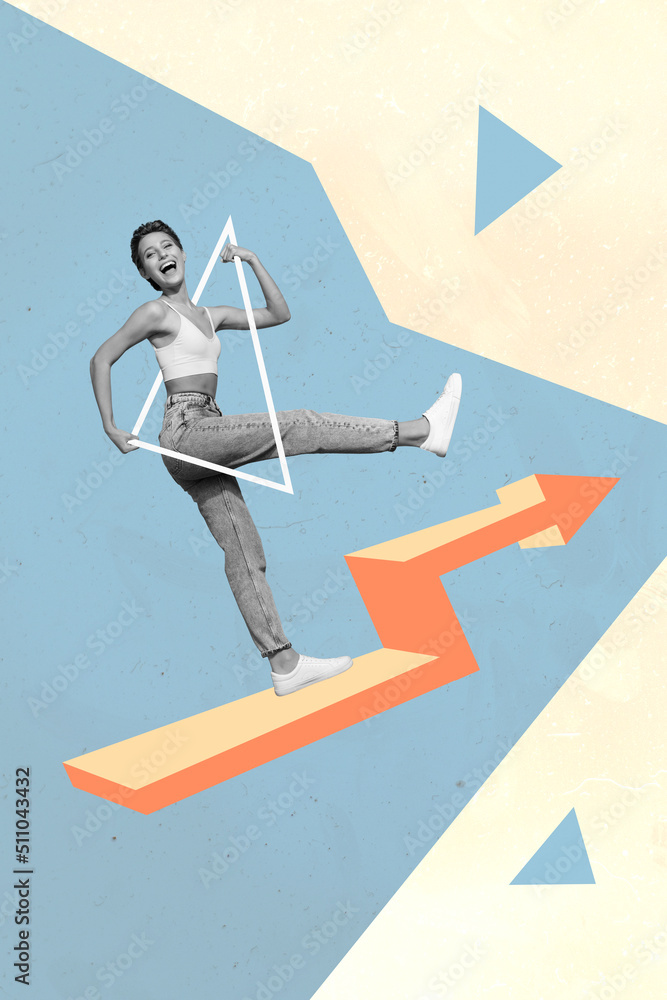 Vertical creative painting collage picture of excited positive person ...