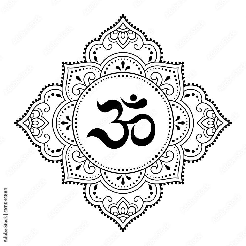 Circular pattern in form of mandala for with flower Henna, Mehndi ...