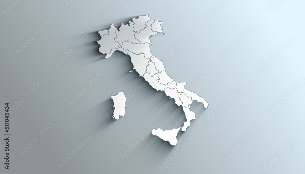 Modern White Map of Italy with Regions With Shadow Stock Illustration ...