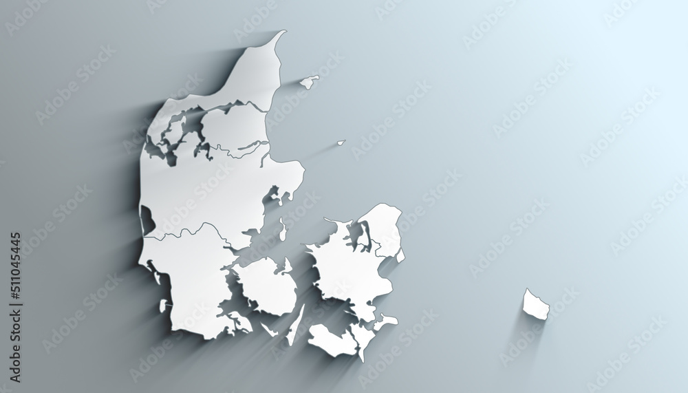 Modern White Map of Denmark with Regions With Shadow Stock Illustration ...