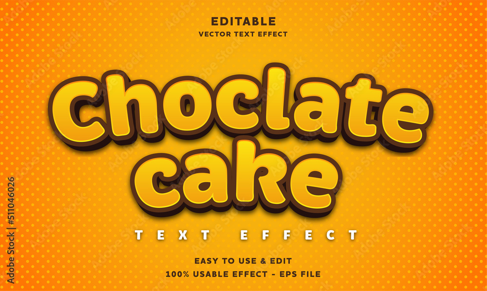 chocolate cake editable text effect with modern and simple style ...