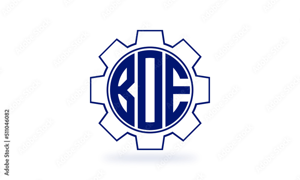BOE three letter industrial logo with gear icon logo design vector ...
