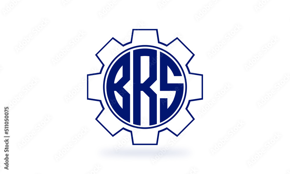 BRS three letter industrial logo with gear icon logo design vector ...