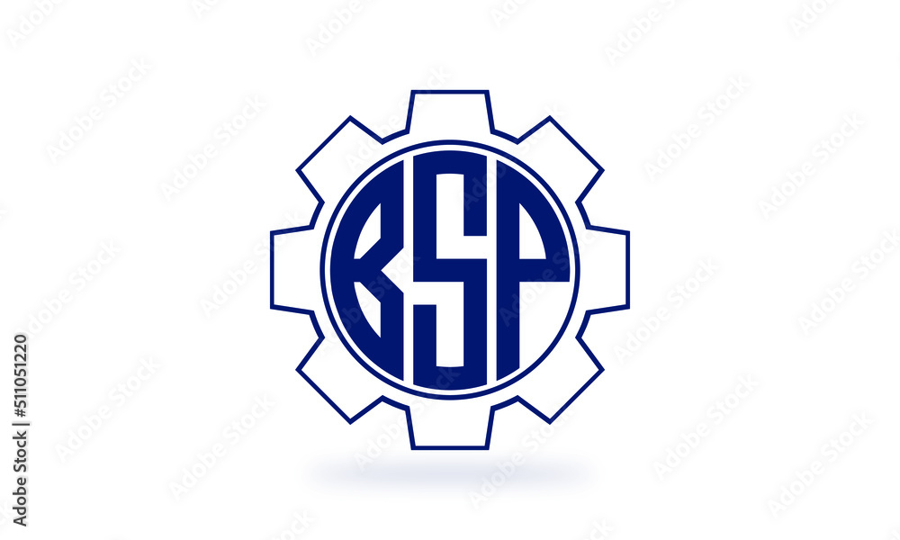 BSP three letter industrial logo with gear icon logo design vector ...