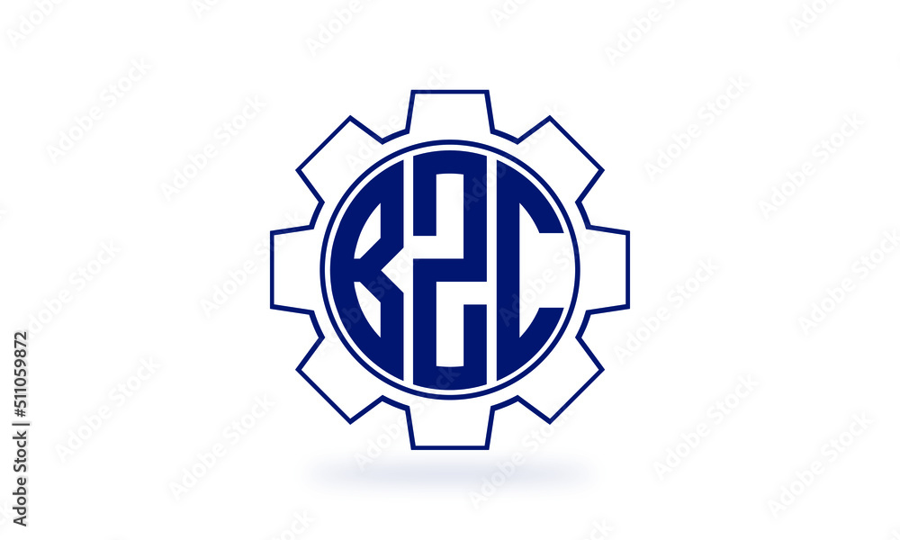BZC three letter industrial logo with gear icon logo design vector ...