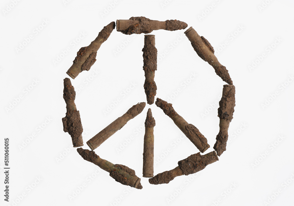 No war conceptual image. The symbol of peace in the old cartridge. Old ...