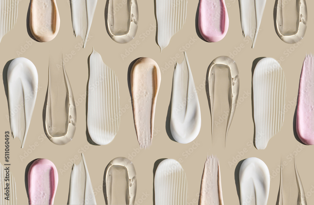 pattern cosmetic smears cream texture on pastel background Stock Photo ...