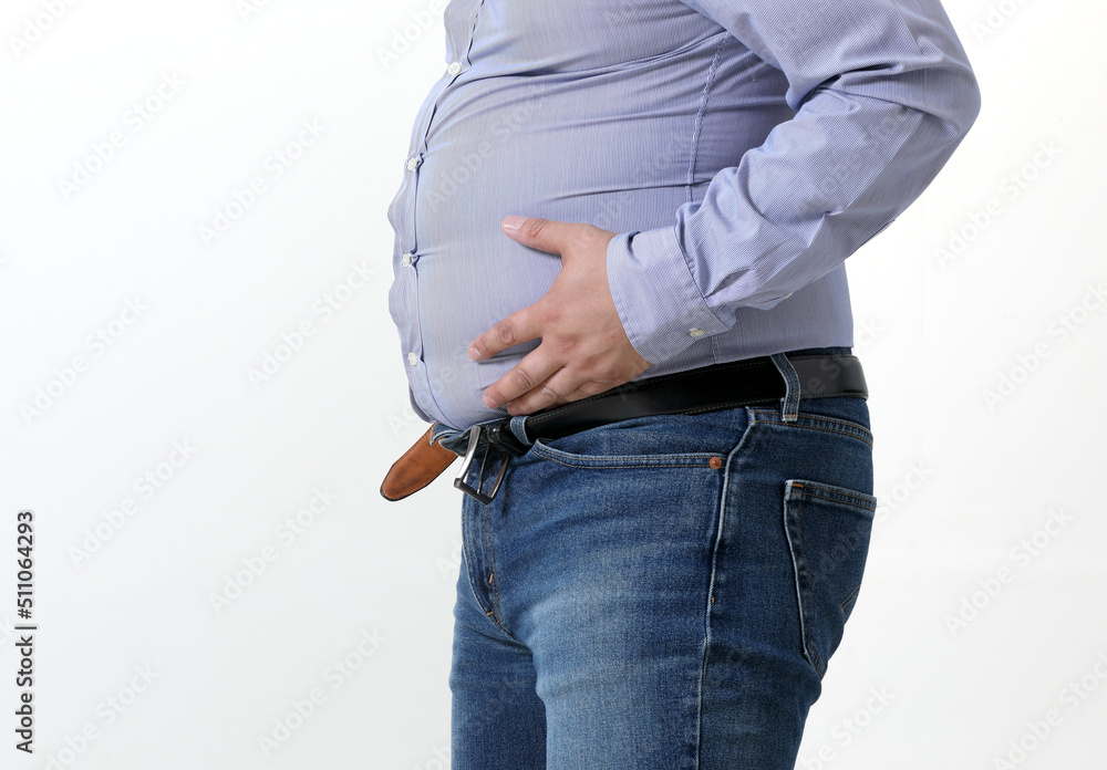 side view of fat man Stock Photo | Adobe Stock