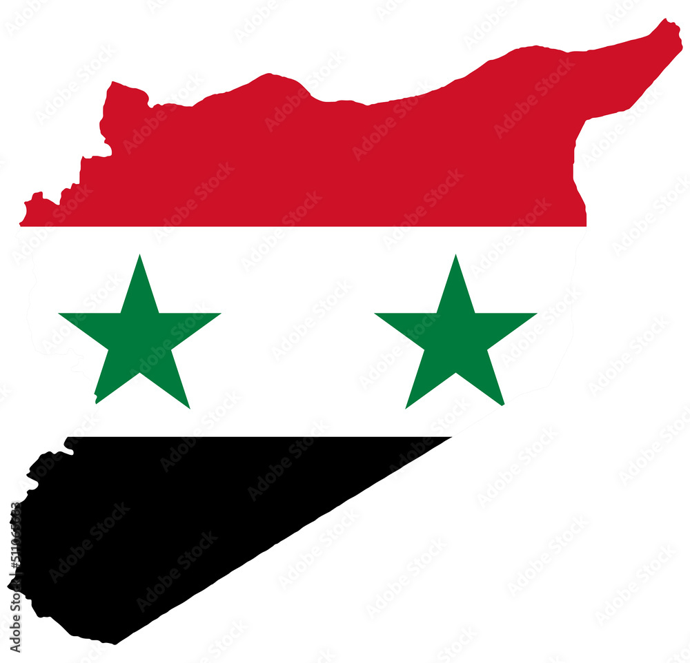 Syria flag on map isolated on png or transparent background.Vector ...