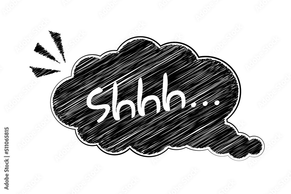Shhh word Comic peech bubble cloud Sign for psssst shhh sleeping or not ...