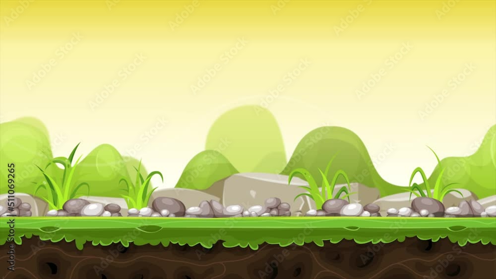 Funny Cartoon Nature Landscape Animation Loop/ Seamless looped ...