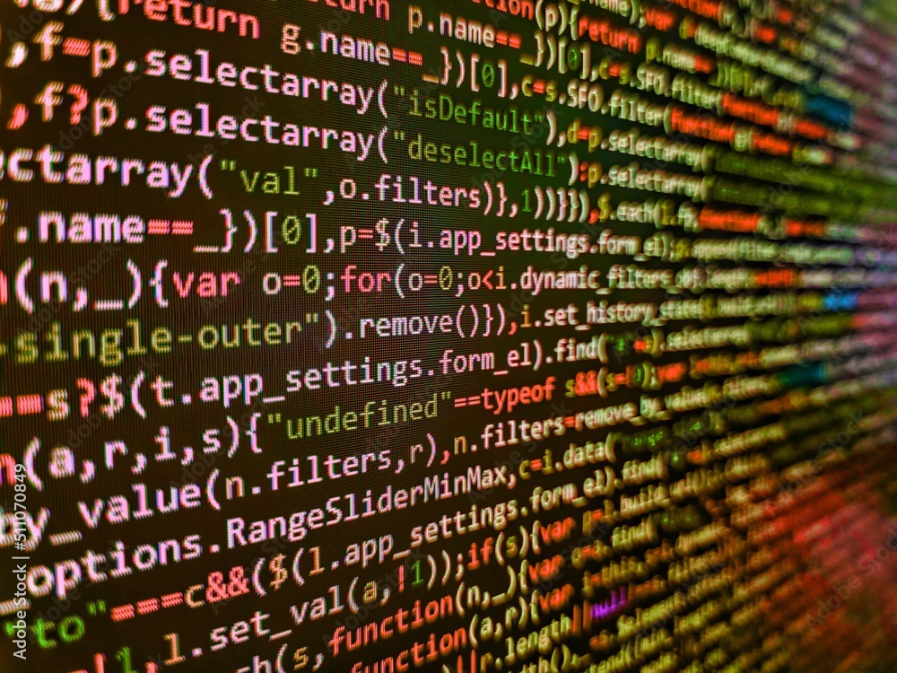 Lots of digits on the computer screen. Concept of security, programming and hacking, deep ...