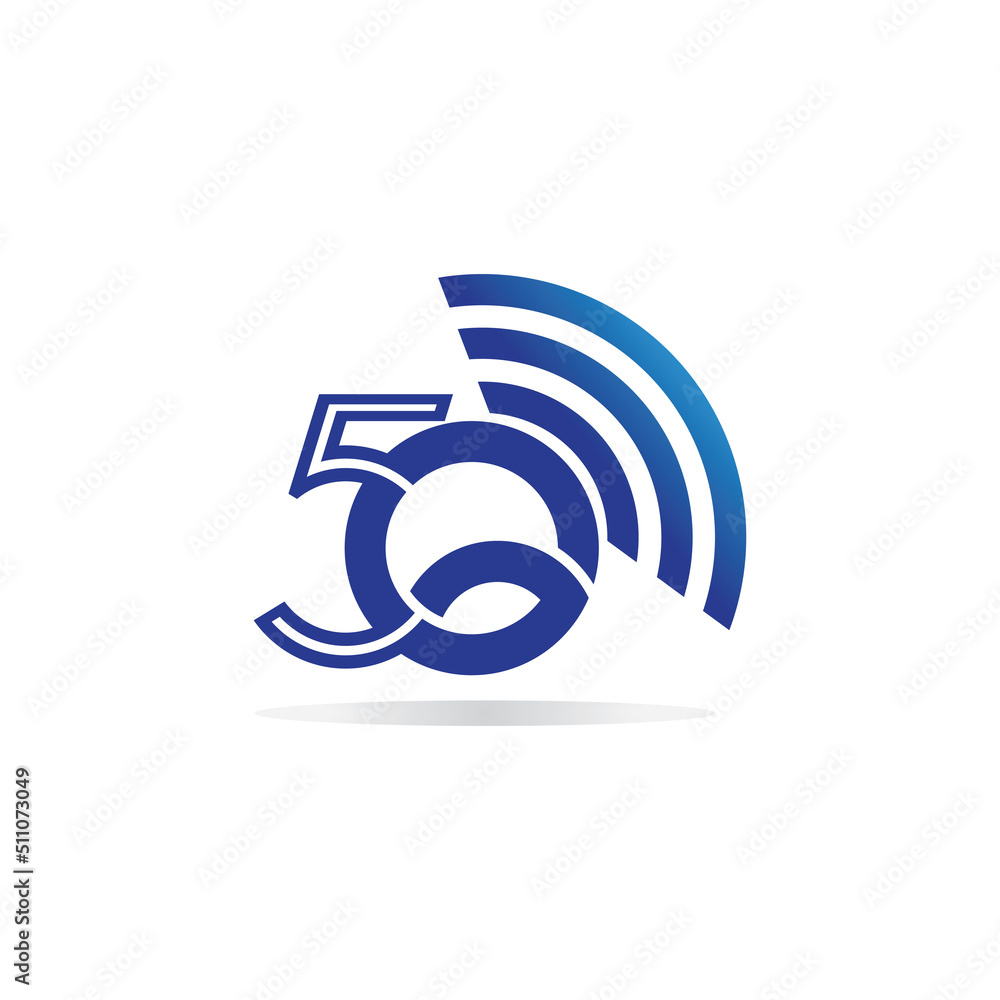 5G network logo. Logo network 5G connection. Number 5 and G letter ...