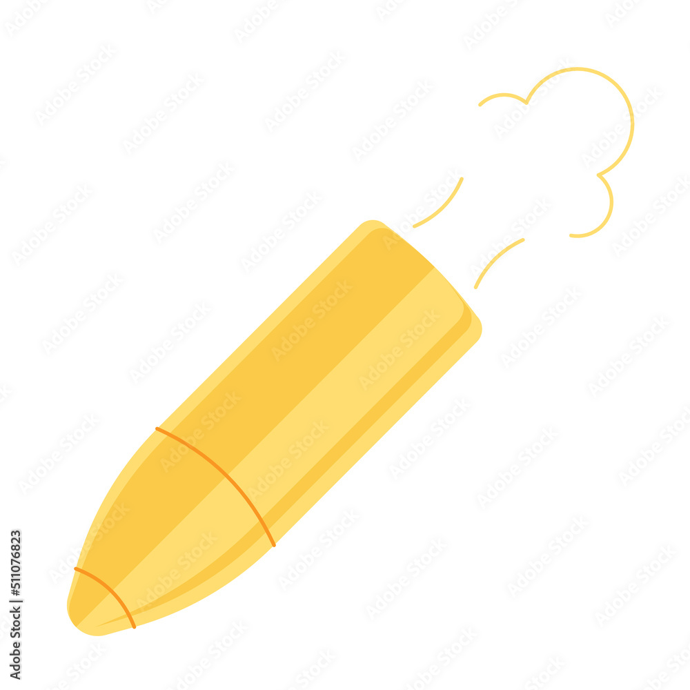 Image of a bullet in a flat style, a golden bullet from a gun vector de ...