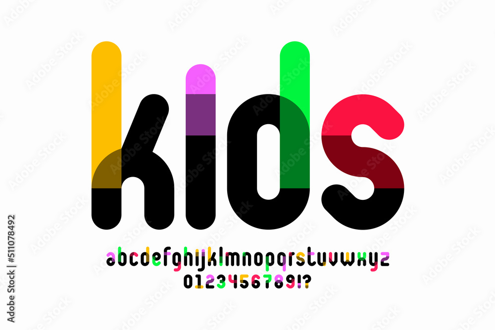 Colorful style font design, alphabet letters and numbers vector ...