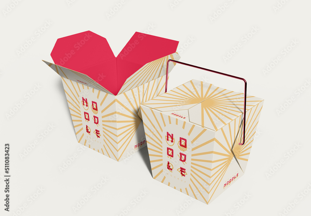 Noodle Box Set Mockup Stock Template | Adobe Stock
